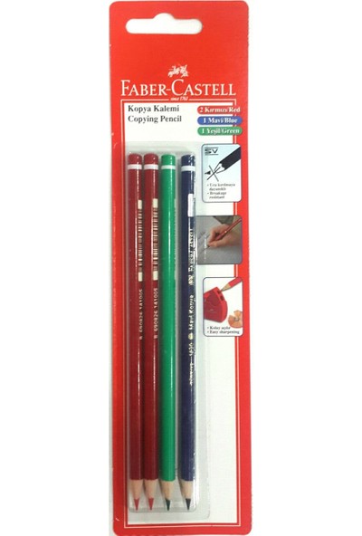 Faber-Castell Blister Karışık Kopya Kalemi Kırmızı-Mavi-Yeşil