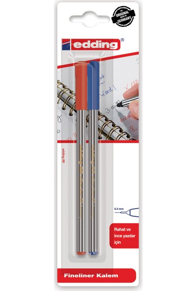 Edding Fineliner Keçe Uç 2'li Mavi Kırmızı Edding Fineliner Keçe Uç 2'li Mavi Kırmızı