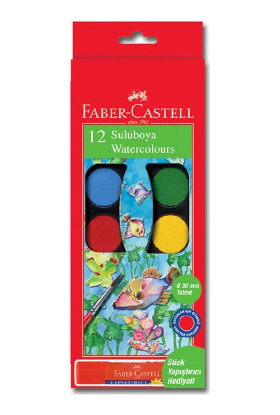 Faber-Castell 12 Sulu Boya + Stick Yapıştırıcı