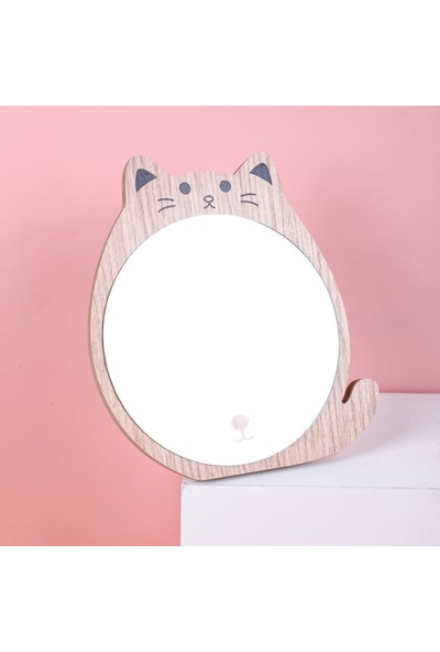 Yoyoso Ahşap Masa Üstü Aynası Sevimli Kedi
