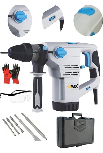Devir Ayarlı Titanyum Motor Sds 5.5 kg Kırıcı Delici 5.5 Joule HD3300 3300W + Gözlük Eldiven Uç Seti