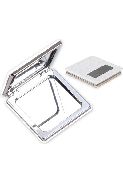 Metal Üzeri Beyaz Suni Deri Kaplı Kapaklı Küçük Kibar Şık İkili Kare Ayna (5,9 cm x 1,5 cm x 6 cm) Metal Üzeri Beyaz Suni Deri Kaplı Kapaklı Küçük Kibar Şık İkili Kare Ayna (5,9 cm x 1,5 cm x 6 cm)