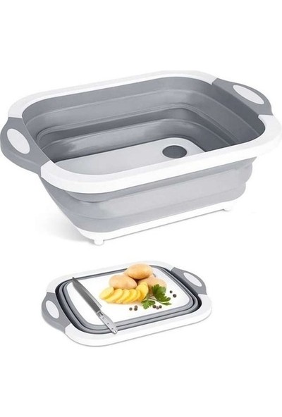 Henna Home Katlanabilir Fonksiyonel Kesme Tahtası ve Sebze Meyve Yıkama Sepeti - Katlanır Kesme Panosu Henna Home Katlanabilir Fonksiyonel Kesme Tahtası ve Sebze Meyve Yıkama Sepeti - Katlanır Kesme Panosu