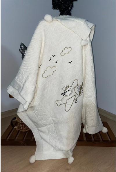 Bebek Triko Pamuklu Nakışlı Battaniye