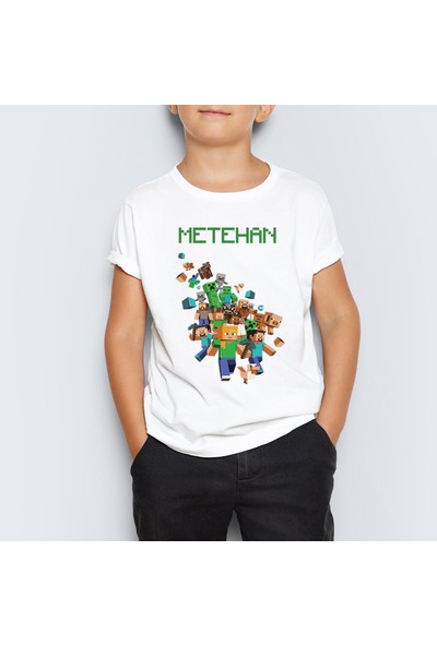 Morinna Isme Özel Minecraft Baskılı Çocuk Tişört T-Shirt Mr-02 Morinna Isme Özel Minecraft Baskılı Çocuk Tişört T-Shirt Mr-02