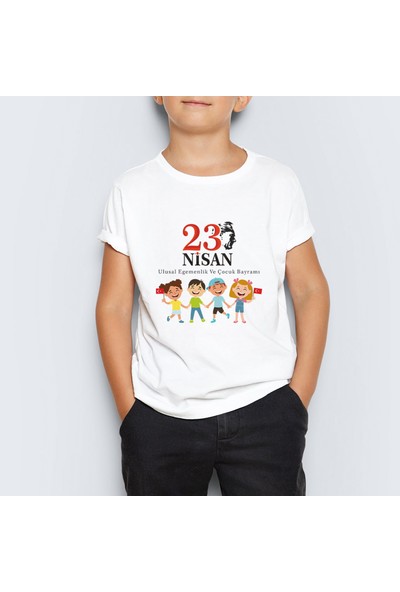 Morinna 23 Nisan Atatürk Baskılı Çocuk Tişört T-Shirt Mr-02