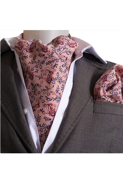 Yavruağzı Üzeri Mavi Bordo Şal Desen Erkek Fular Mendil Seti Yavruağzı Üzeri Mavi Bordo Şal Desen Erkek Fular Mendil Seti