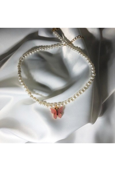 Rihen's World Inci Taşlı Kelebek Detaylı Tasarım Kolye