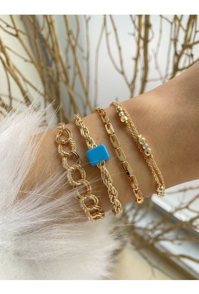 Rihen's World Kadın Altın Kaplama Renk Atmaz Kombin Bileklik Seti Rihen's World Kadın Altın Kaplama Renk Atmaz Kombin Bileklik Seti