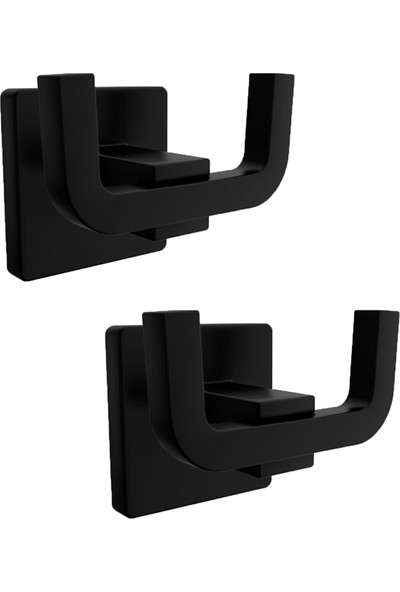 Fndhome Siyah Kare 2 Li Bornoz Çatal Askılık Ikili Takım