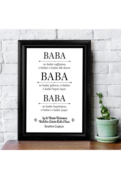 Hediye Sepeti Babaya Özel Mesajlı Hediye Baskılı Çerçeve