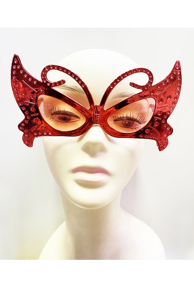Amazeus Metalize Kelebek Şekilli Parlak Parti Gözlüğü Kırmızı Renk 15X9 cm Amazeus Metalize Kelebek Şekilli Parlak Parti Gözlüğü Kırmızı Renk 15X9 cm