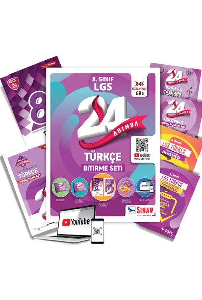 Sınav Yayınları 24 Adımda 8. Sınıf LGS Türkçe Bitirme Seti Sınav Yayınları 24 Adımda 8. Sınıf LGS Türkçe Bitirme Seti