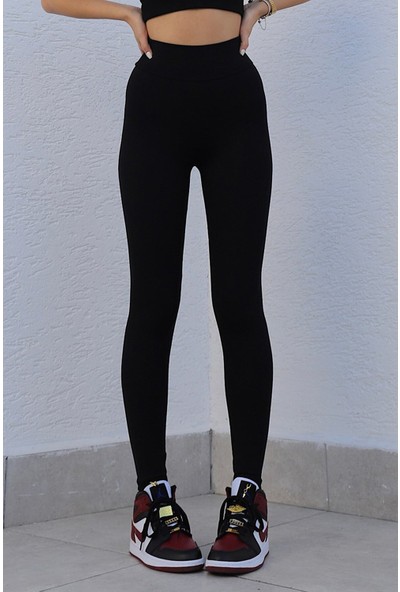 Amazoons Kadın Siyah Fitilli Ekstra Yüksek Bel Toparlayıcı Tayt