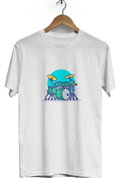 Drum Set Bisiklet Yaka Kısa Kollu Tişört BLL1641