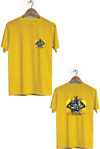 Hero Tasarım My Hero Acedemia Ön Arka Baskılı Bisiklet Yaka Kısa Kollu Tişört BLL458 Hero Tasarım My Hero Acedemia Ön Arka Baskılı Bisiklet Yaka Kısa Kollu Tişört BLL458