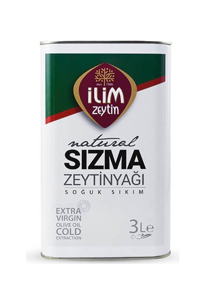 İlim Zeytincilik Natürel Sızma Zeytinyağı Teneke 3 lt İlim Zeytincilik Natürel Sızma Zeytinyağı Teneke 3 lt