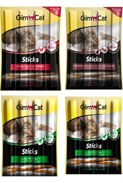 Gimcat Sticks Karışık Kedi Çubuk Ödülü 4Lü x 4 Paket Gimcat Sticks Karışık Kedi Çubuk Ödülü 4Lü x 4 Paket