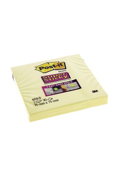 Post-İt 654-S Super Sticky Not 90 Yaprak 76 x 76 mm Sarı Post-İt 654-S Super Sticky Not 90 Yaprak 76 x 76 mm Sarı