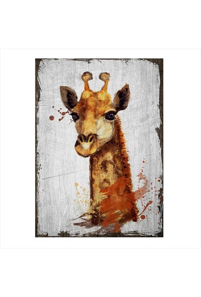 Cakasepetim Ahşap Tablo Sulu boya çizimli zurafa Cakasepetim Ahşap Tablo Sulu boya çizimli zurafa