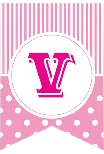 Partijet V Harf Pembe Puantiyeli Bayrak Afiş Partijet V Harf Pembe Puantiyeli Bayrak Afiş