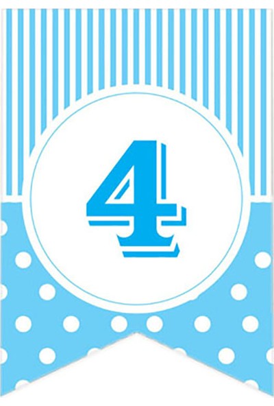 Partijet 4 Rakam Mavi Puantiyeli Bayrak Afiş