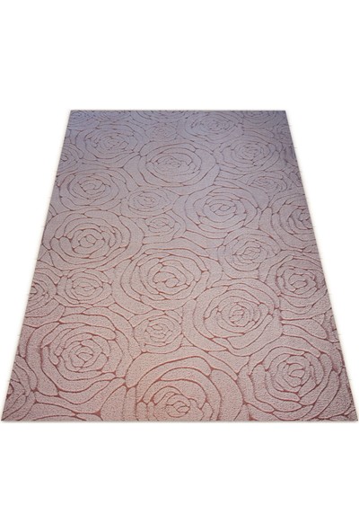Nur Home Pudra Gül Desen Jakarlı Welsoft Lastikli Halı Örtüsü 80X150 Nur Home Pudra Gül Desen Jakarlı Welsoft Lastikli Halı Örtüsü 80X150