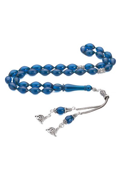 Anı Yüzük Arpa Kesim Mavi Taneli Sıkma Kehribar Tesbih Anı Yüzük Arpa Kesim Mavi Taneli Sıkma Kehribar Tesbih