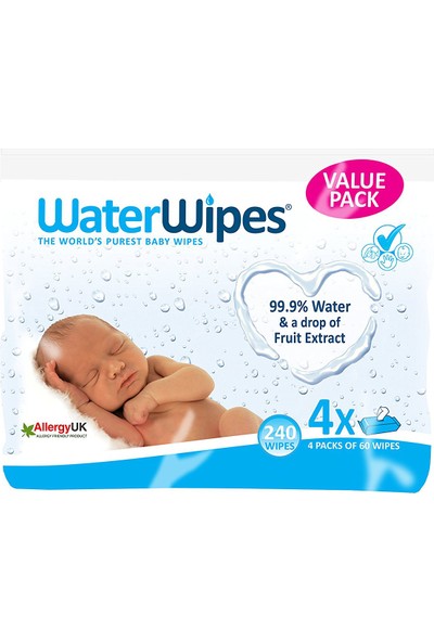 Waterwipes Doğal Islak Mendil 4'lü Paket 240 yaprak