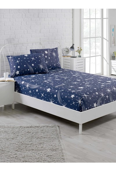 Eponj Home Pes Lastikli Çarşaf Seti Tek Kişilik Halley Lacivert