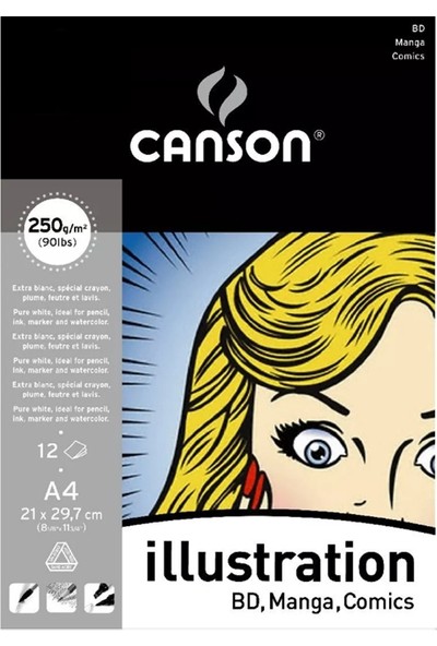 Canson 1İllustration Manga Blok 250gr-A4 Canson 1İllustration Manga Blok 250gr-A4