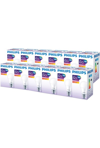 Philips ESS LEDBulb 8.5-60W E27 Normal Duy Sarı Işık 12'li Ekopaket Philips ESS LEDBulb 8.5-60W E27 Normal Duy Sarı Işık 12'li Ekopaket