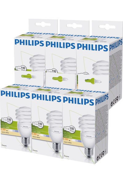 Philips EconomyTwister 23W E27 Normal Duy Sarı Işık 6'lı Ekopaket Philips EconomyTwister 23W E27 Normal Duy Sarı Işık 6'lı Ekopaket
