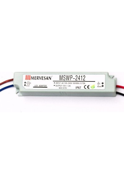 Mervesan Led Trafosu 12VDC 2A IP67 - MSWP-2412 Mervesan Led Trafosu 12VDC 2A IP67 - MSWP-2412