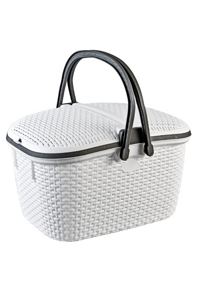 Rio Piknik Sepeti Rattan Desenli Kapaklı (30 Lt)