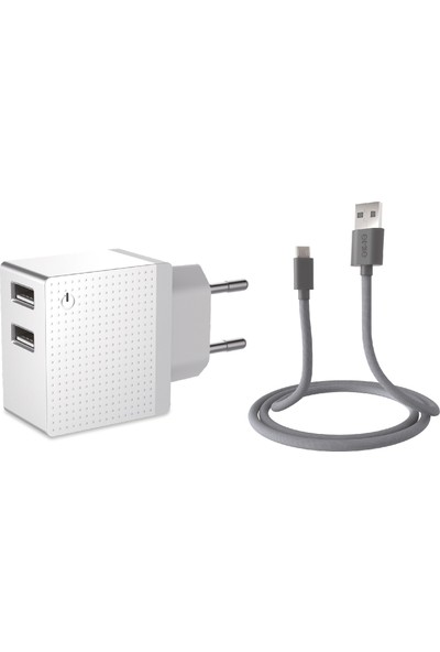 Emie Boo Travel Charger Combo Pack 2 Port Travel Charger 2.4A 12W + 1m Micro USB Kablo Emie Boo Travel Charger Combo Pack 2 Port Travel Charger 2.4A 12W + 1m Micro USB Kablo
