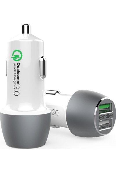 Emie Buga Car Charger 2 Port Car Charger - 30W - Qualcoom 3.0 Emie Buga Car Charger 2 Port Car Charger - 30W - Qualcoom 3.0