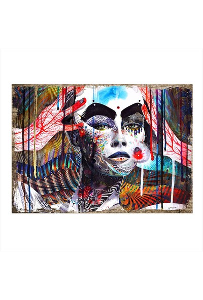 Cakasepetim Ahşap Tablo Tribal Boyalı Yüz