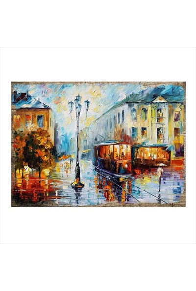 Cakasepetim Ahşap Tablo Yağlı Boya Tramvay