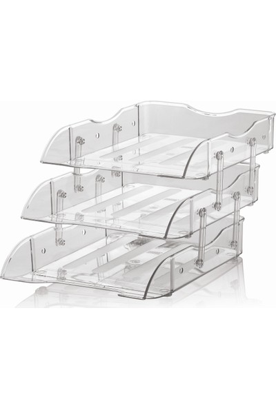 Cassa 3'Lü Evrak Rafı - Hareketli - Şeffaf