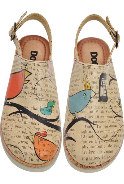 Dogo Ugly Bird / Tasarım Baskılı Vegan / Akita Kadin Sandalet