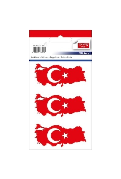 Tanex Ay Yıldızlı Türkiye Çıkartma 95x45 mm 6 lı paket STC 164 Tanex Ay Yıldızlı Türkiye Çıkartma 95x45 mm 6 lı paket STC 164