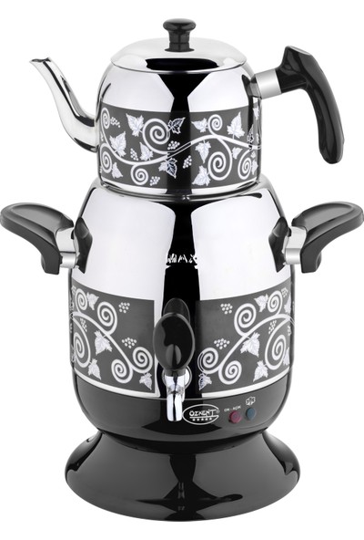 Özkent Menekşe Semaver Desenli Siyah