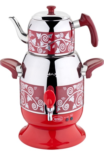 Özkent Menekşe Semaver Desenli Kırmızı