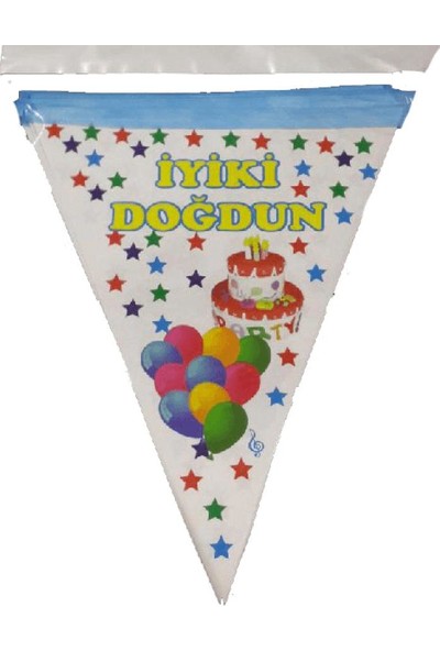 Roll-Up Üçgen Banner İyiki Doğdun Mavi Renkli Yıldızlı