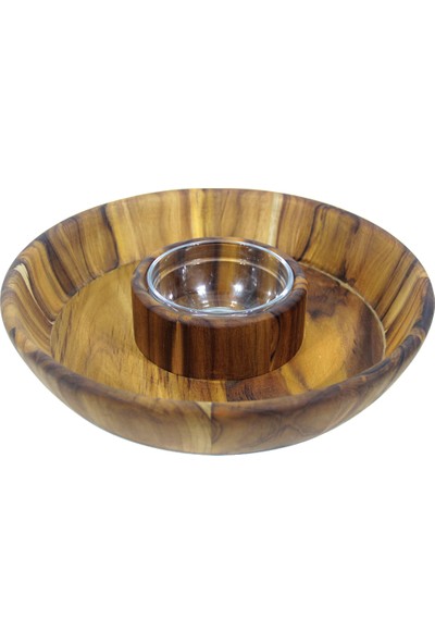 Globy Tik Ağacı Cam Kase Sosluklu Çerezlik