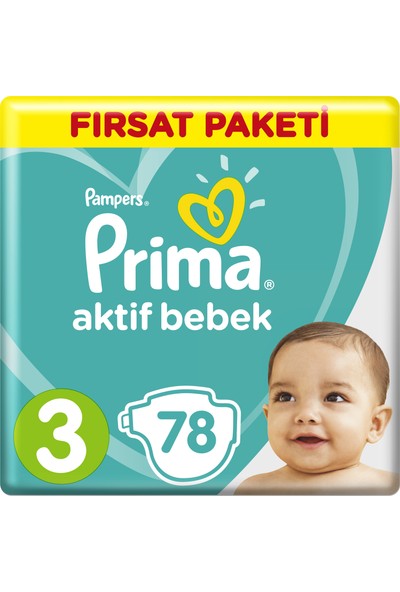 Prima Bebek Bezi Aktif Bebek 3 Beden Midi Fırsat Paketi 78 Adet Prima Bebek Bezi Aktif Bebek 3 Beden Midi Fırsat Paketi 78 Adet