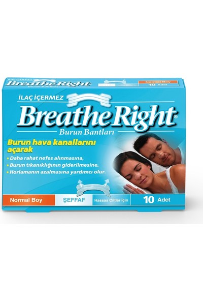 Breathe Right Burun Bandı Şeffaf Normal Boy 10'lu Breathe Right Burun Bandı Şeffaf Normal Boy 10'lu