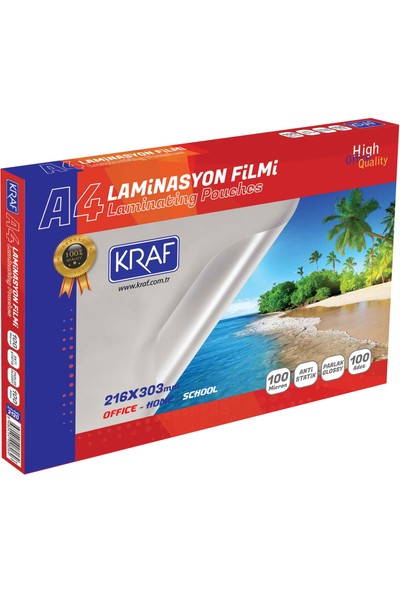 Kraf Laminasyon Filmi Parlak A4 100Mic 100'lü 2120 Kraf Laminasyon Filmi Parlak A4 100Mic 100'lü 2120