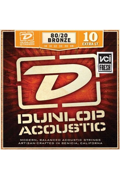 Jim Dunlop DAB1048 Extra Light 80/20 Bronze Akustik Gitar Tel Seti (10-48) Jim Dunlop DAB1048 Extra Light 80/20 Bronze Akustik Gitar Tel Seti (10-48)